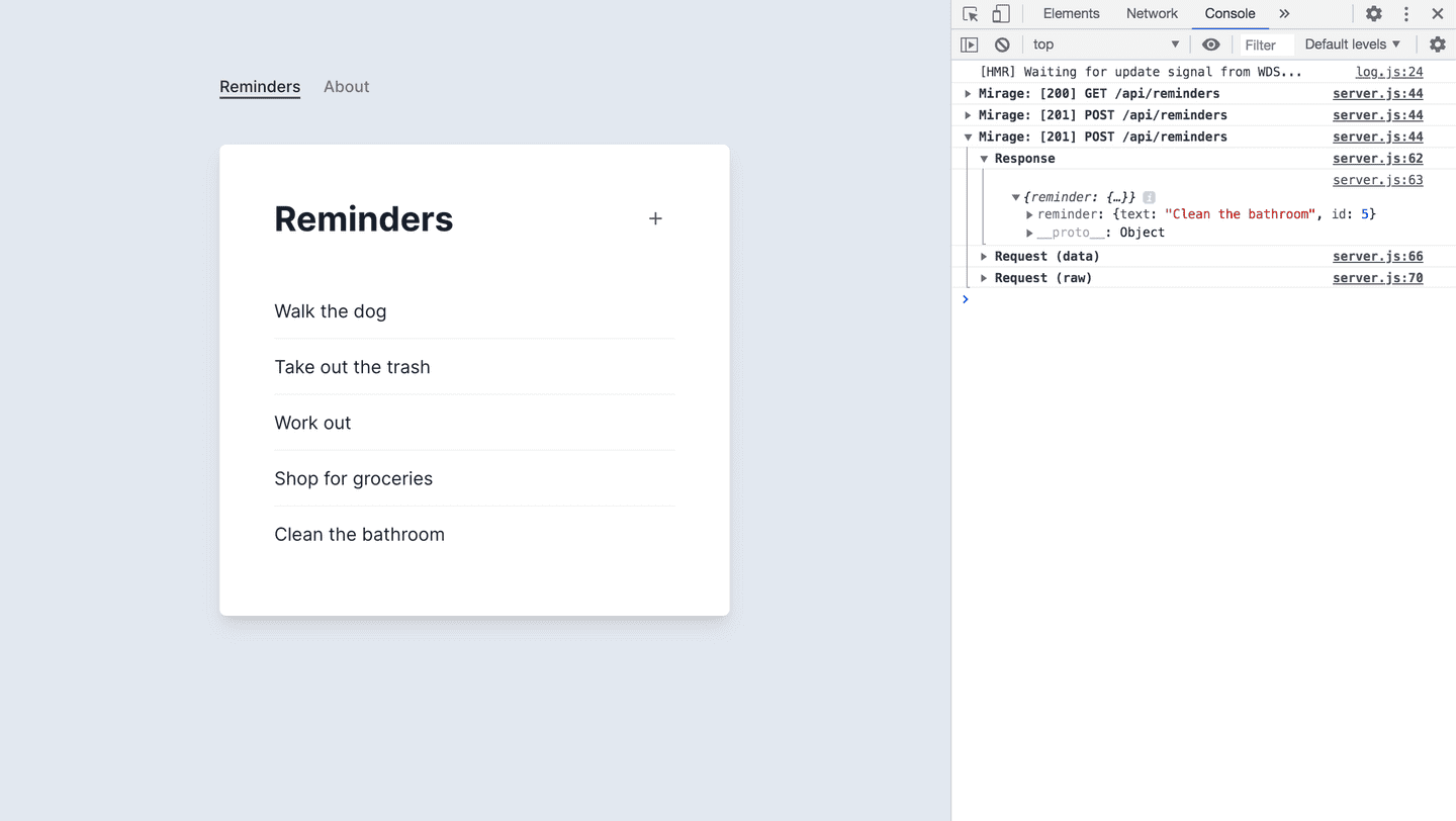 Tutorial: Part 2 – Static POST Handler • Mirage JS